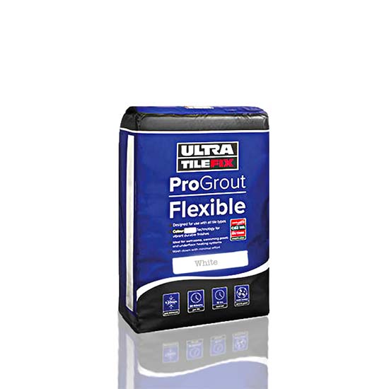 White ProGrout 3kg UltraTileFix flexible grout for walls and floors
