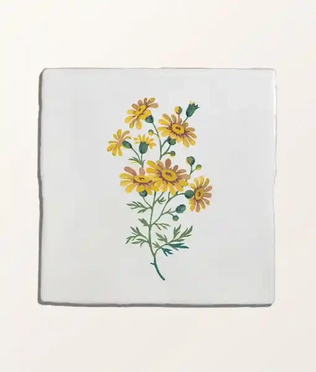 Divine Savages The Brambles Golden Marigold 130x130mm Ceramic Tile Ca ...